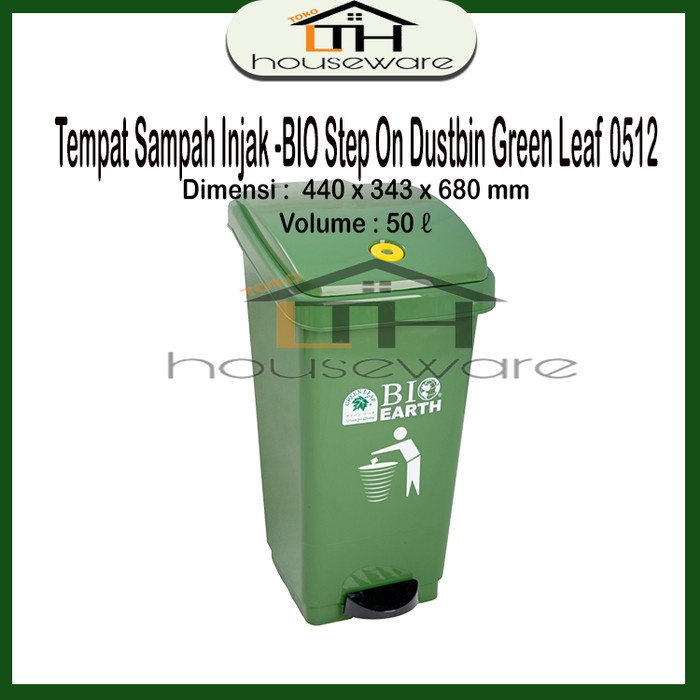 Jual Tempat Tempat Sampah Bio Injak Segi 50 Ltr Green Leaf 2160 / Dustbin | Shopee Indonesia