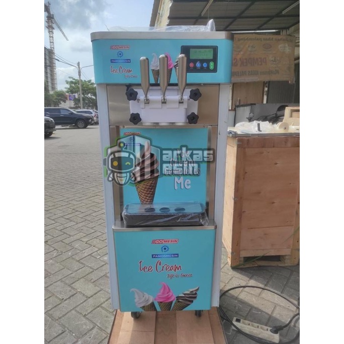 Jual Mesin Pembuat Es Krim 3 Kran / Tuas Soft Ice Cream GPM-818F GOMESIN ---NEW--- | Shopee ...