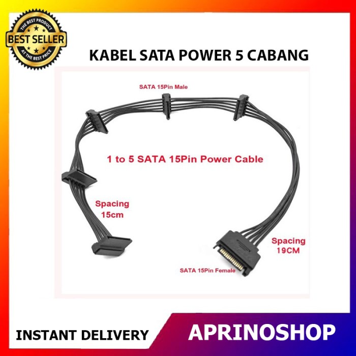 Jual Kabel Sata Power Extension 1 to 5 SSD HDD Splitter Cabang | Shopee ...