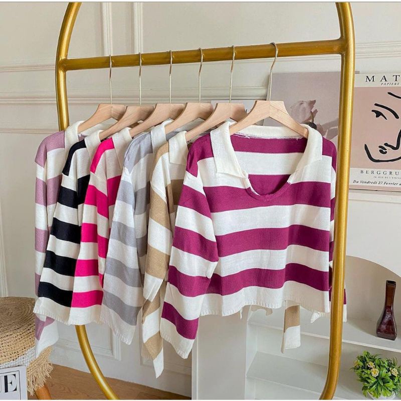 Jual Baju Rajut fuji Sweater 12 get Rajut/kerah + crop terbaru viral ...