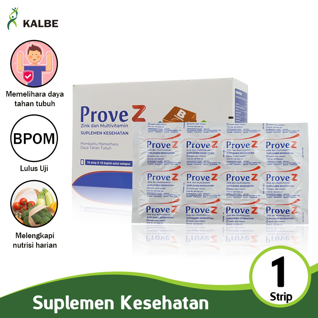 Jual Kalbe Suplemen Kesehatan Kaplet 1 Strip Prove Z Multivitamin Dan ...