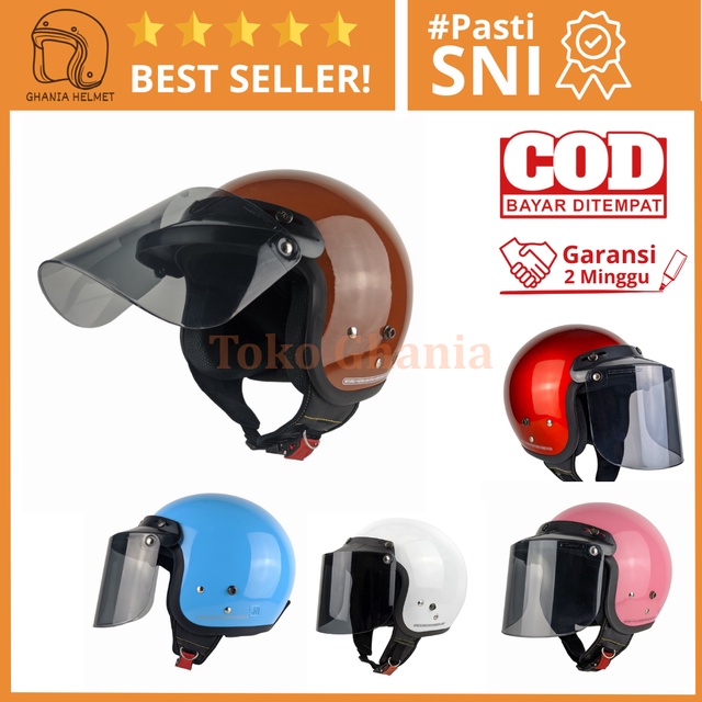 Jual Helm Half Face Retro Classic Vintage Polos Solid SNI Dewasa Free ...