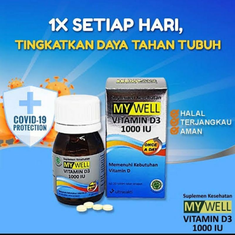 Jual Vitamin D3 MyWell isi 20 tablet Vit D 3 Multivitamin 1000 iu ...