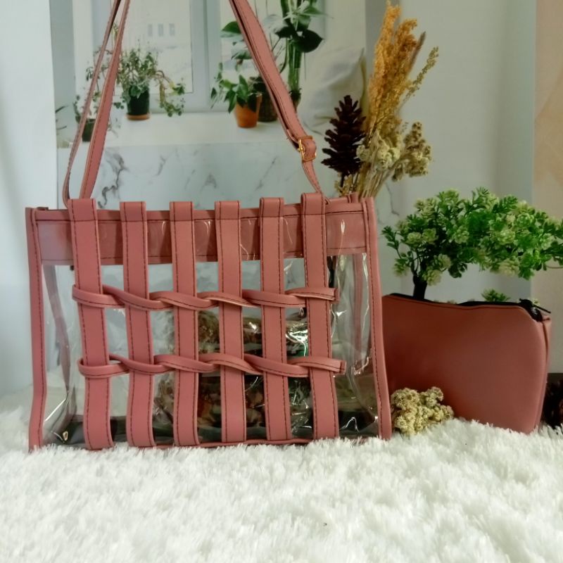 Jual tas Selempang transparan mika bening tebal tas pvc kekinian tas ...