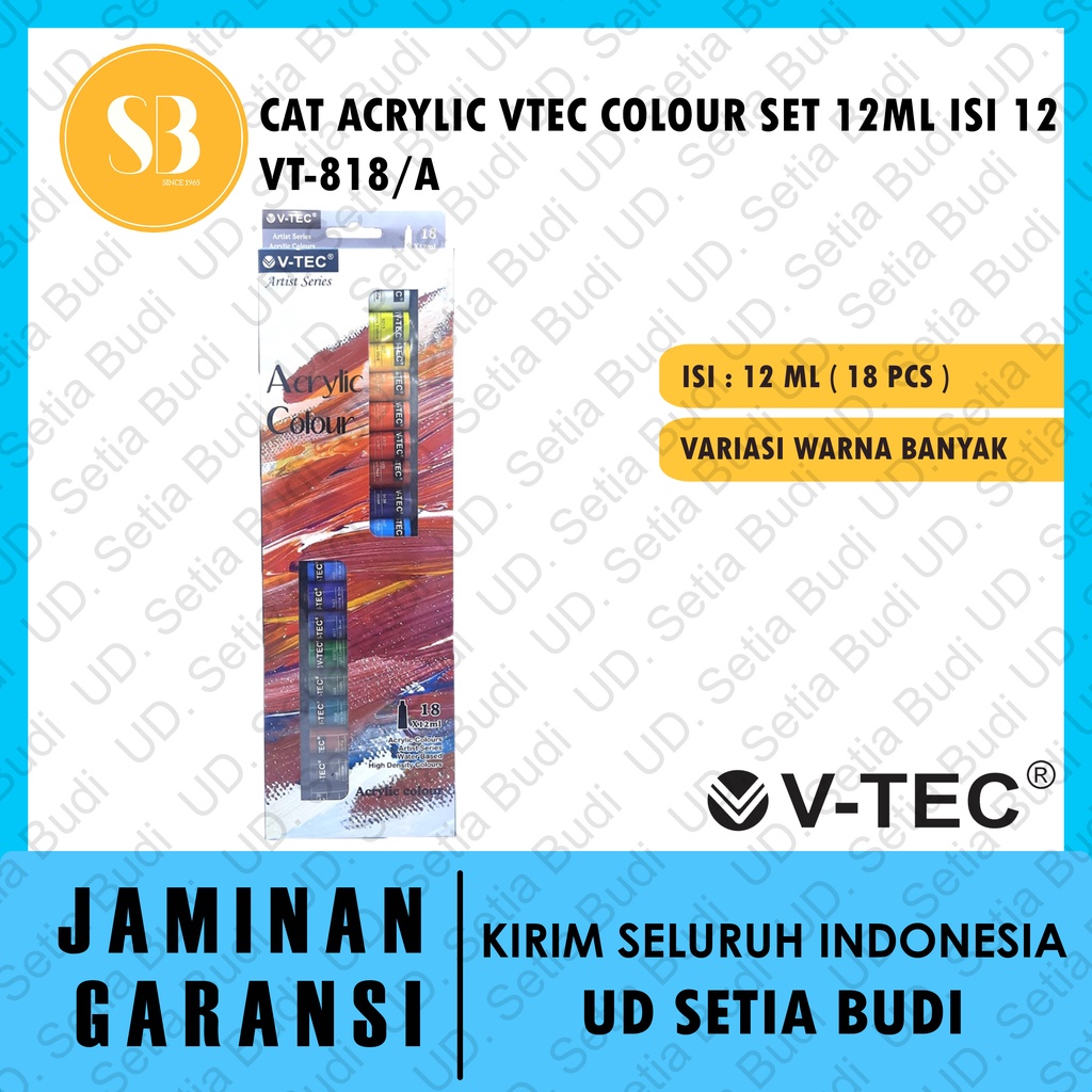 Jual Cat Acrylic Vtec Colour Set 12ML Isi 18 Warna VT-818/A | Shopee Indonesia