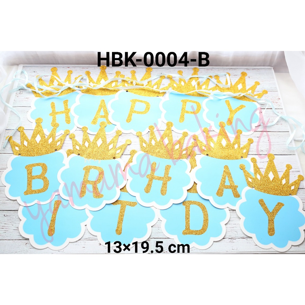 Jual HBK-0004-B Bunting flag bendera banner happy birthday boy prince ...