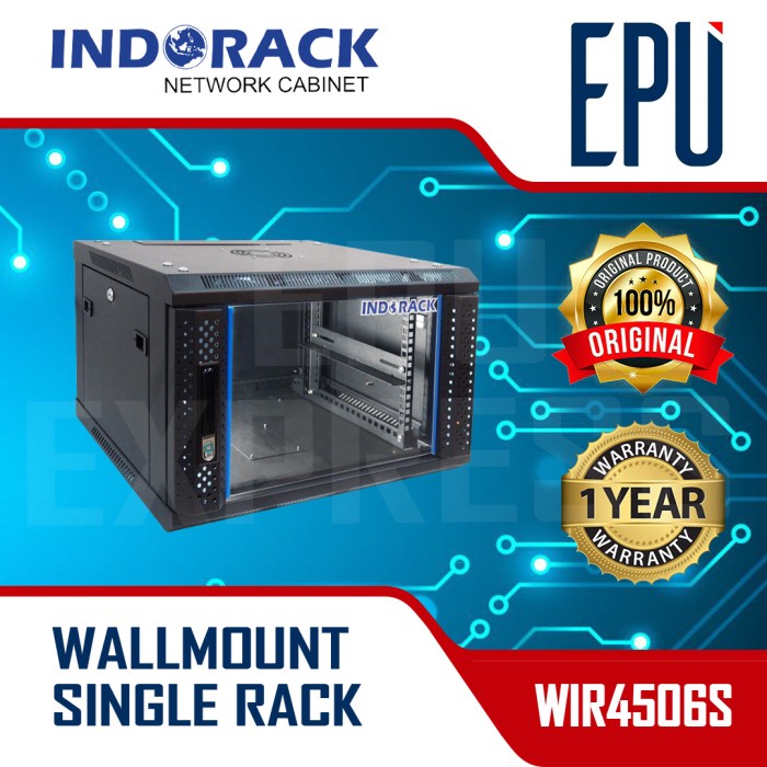 Jual INDORACK 6U DEPTH 450MM WIR4506S WALLMOUNT SINGLE DOOR SERVER RACK ...