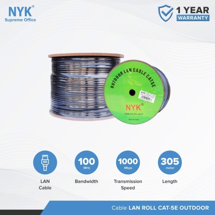Jual KABEL LAN ROLL 305M NYK OUTDOOR CAT 5E UTP - CABLE LAN RJ45 NYK ...