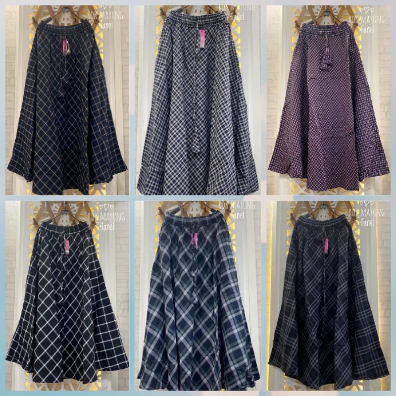 Jual Rok mayung flanel import size jumbo rok payung kotak | Shopee ...
