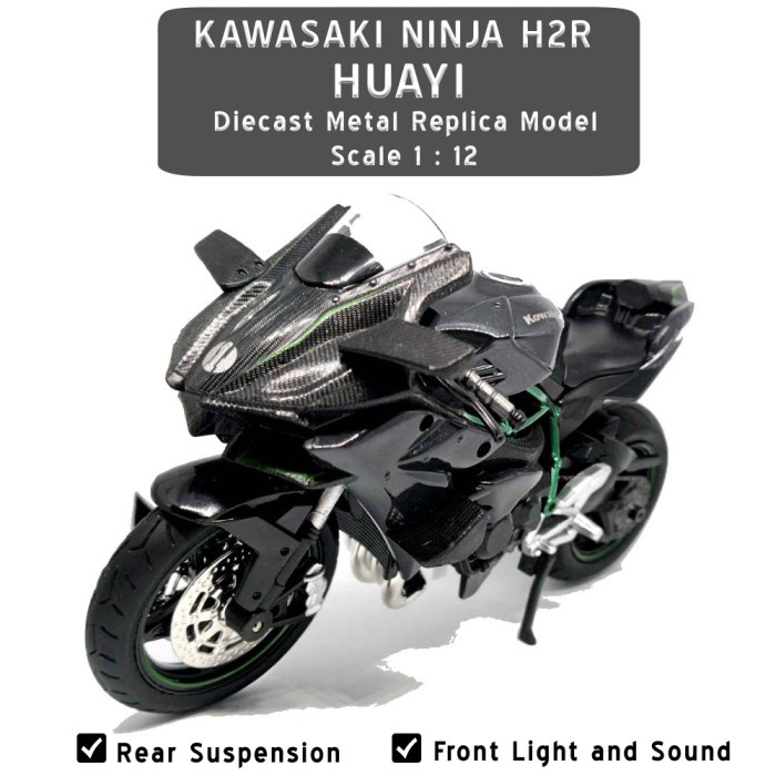 Jual Promo!!! Diecast Motor Kawasaki Ninja H2R Black Skala 1:12 Huayi Model Replica Terbaru ...
