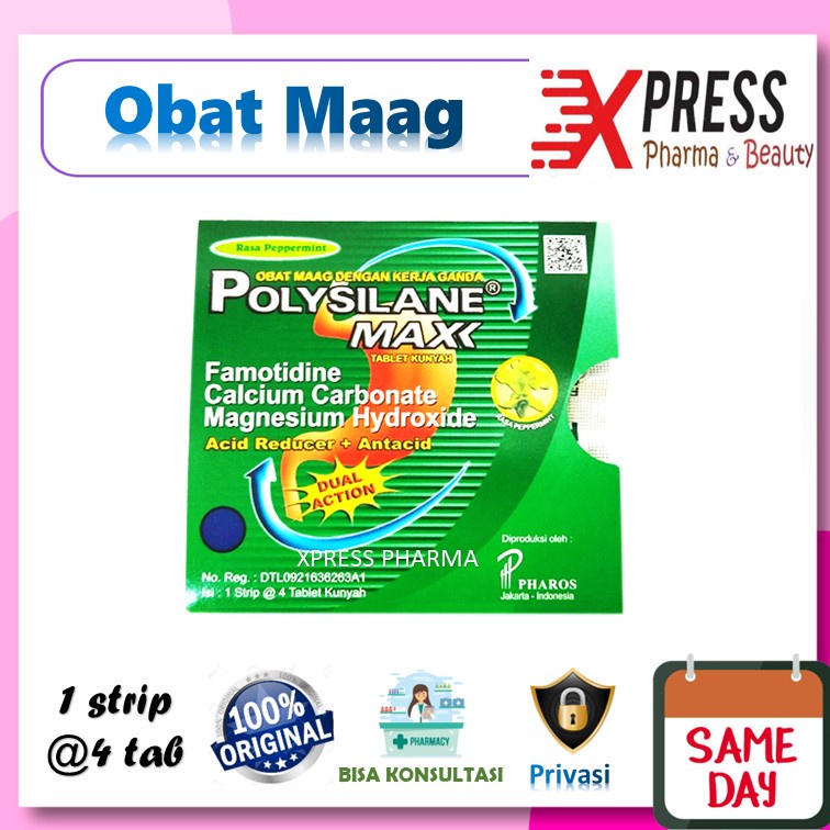 Jual ⚡XPRESS⚡ Polysilane MAX STRIP isi 4 Tablet Obat Lambung Maag Mag ...