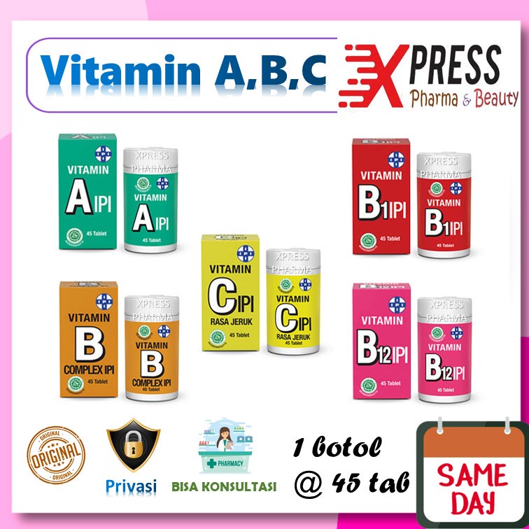 Jual ⚡XPRESS⚡ Vitamin ipi A / B1 / B12 / B complex Komplek / C Cipi Aipi B12ipi B1ipi E | Shopee ...