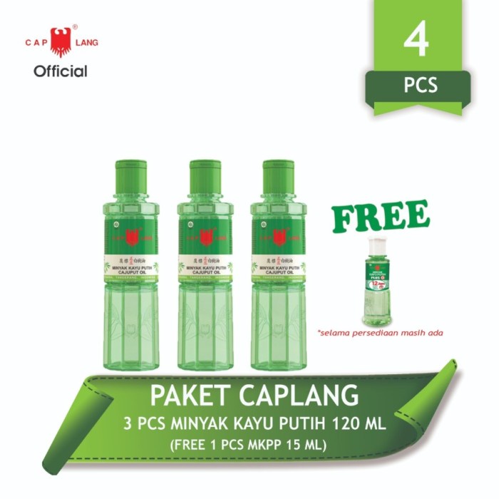 Jual Cap Lang Paket 3 Minyak Kayu Putih 120ml Free MKPP Plus 15ml ...