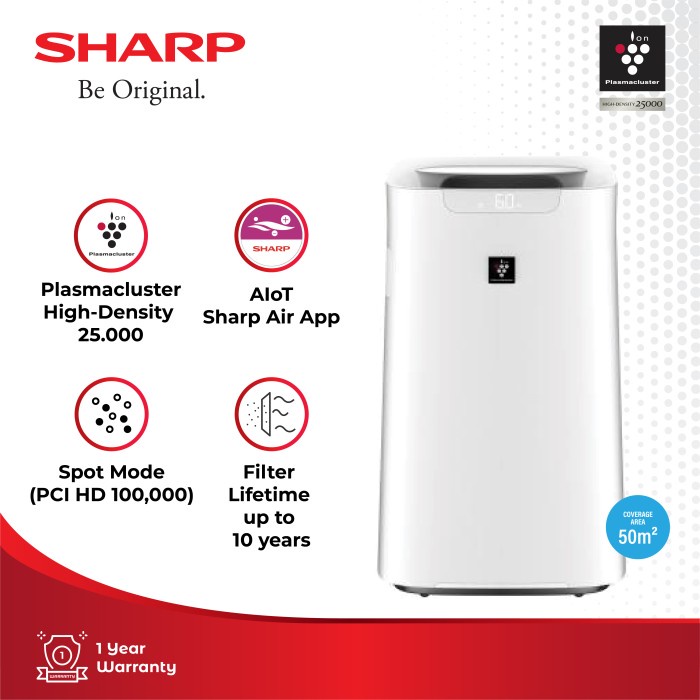 Jual SHARP AIR PURIFIER KI-L60Y-W WITH AIOT FUNCTION COCORO AIR | Shopee Indonesia