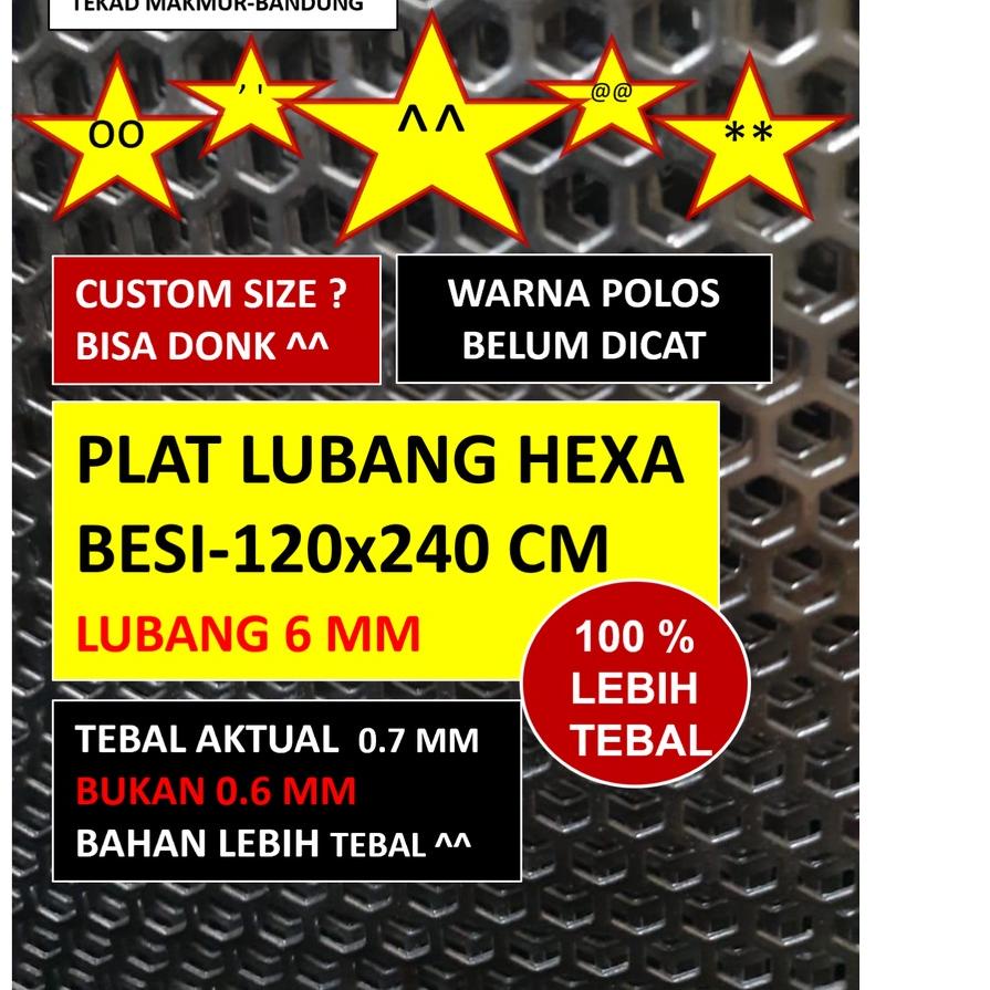 Jual Promo | KF7 | Plat 120x240 - Hexagonal Lubang 6 mm - Plat Besi Ram ...