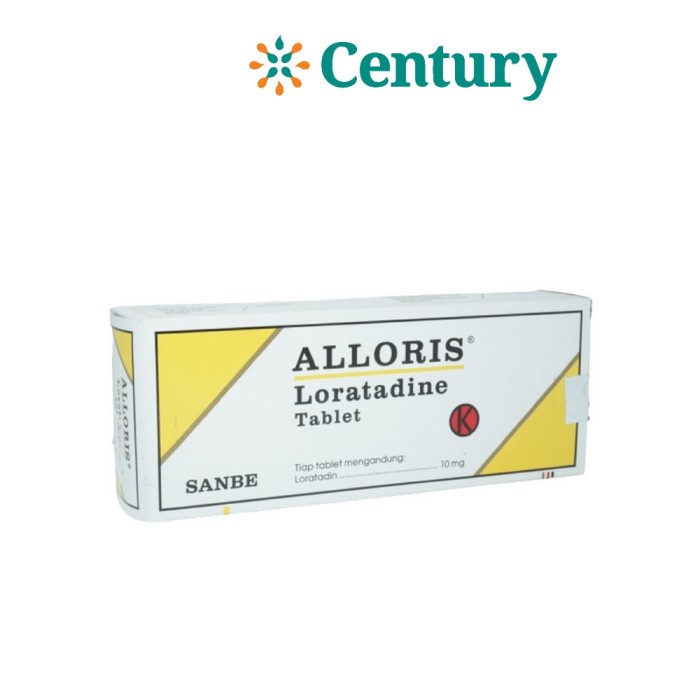 Jual ALLORIS 10MG 1 STRIP 10 TABLET / LORATADINE 10 MG / RINITIS ALERGI ...