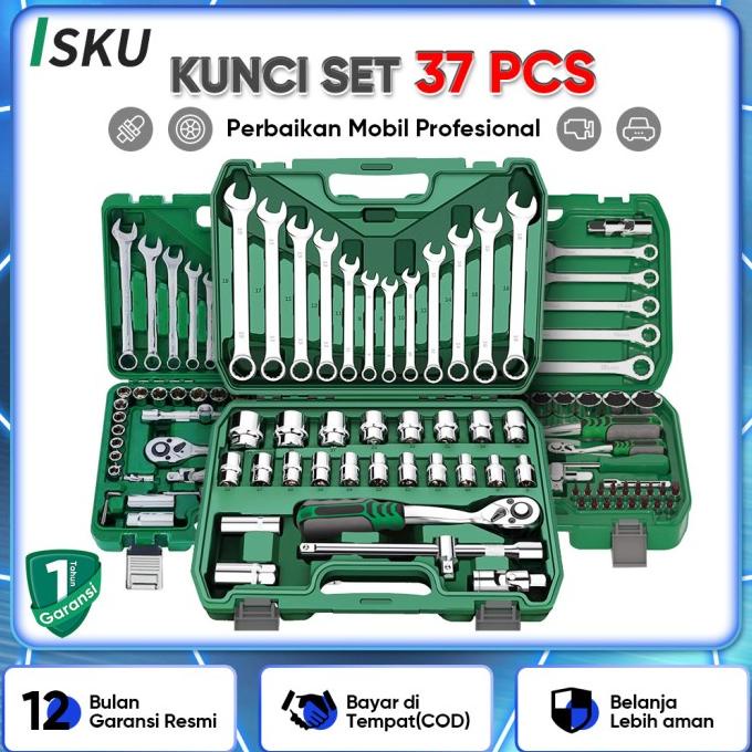 Jual ISKU Kunci Shock Set 37pcs/Full Lengkap Socket Toolkit 37pcs ...