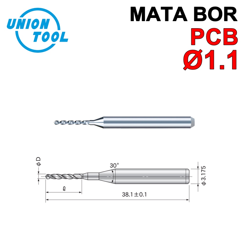Jual Mata Bor 1.1 PCB UNION TOOL Drill Bit 2mm Tungsten Carbide ST35 ...
