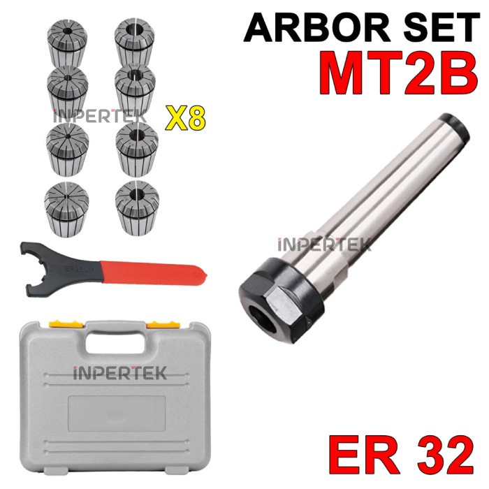 Jual Arbor Set MTB2 ER32 Collet Chuck 8 pcs ER 32 Morse Taper MT 2 Milling Holder | Shopee Indonesia