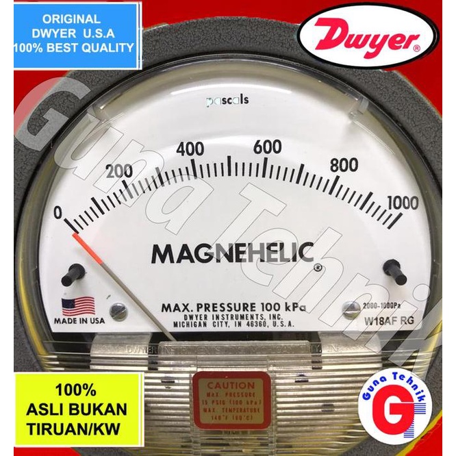 Jual Dwyer Magnehelic 0-1000 Pascal Differential Pressure Gauge ...