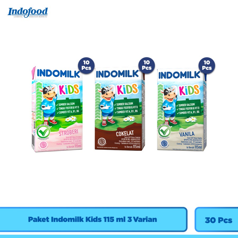 Jual 10 PCS - Paket Indomilk Kids 115 ml (3 varian) | Shopee Indonesia