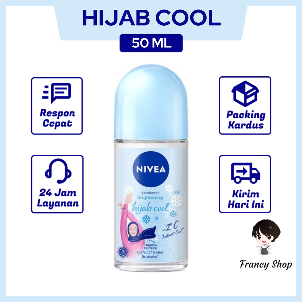 Jual Nivea Brightening Hijab Cool Deodorant Roll On 50 ml | Shopee Indonesia