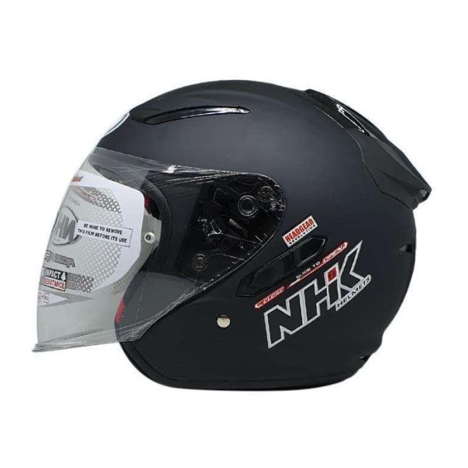Jual HELM NHK R1 DOUBLE VISOR SOLID HITAM DOFF HALF FACE | Shopee Indonesia