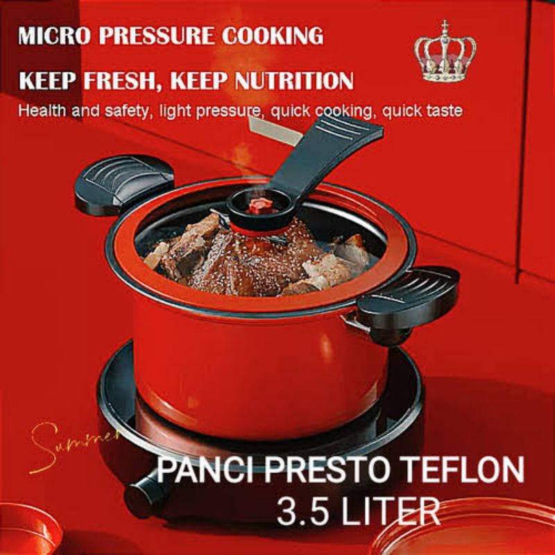 Jual Panci Presto 3.5 Liter Teflon Micro Pressure Cooker 24cm | Shopee Indonesia