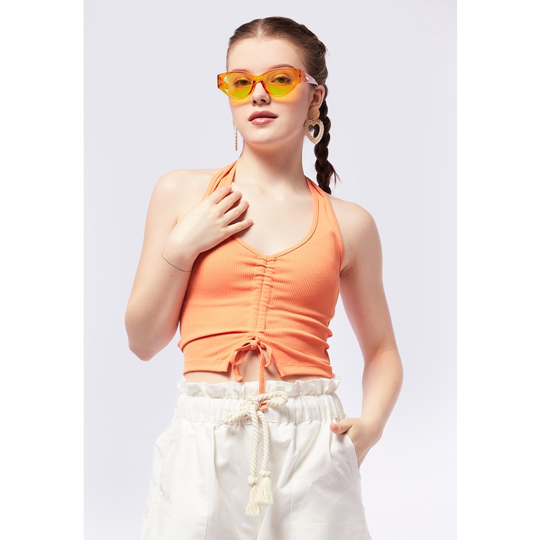 Jual COLORBOX Halter Top with Ruched Details Orange | Shopee Indonesia