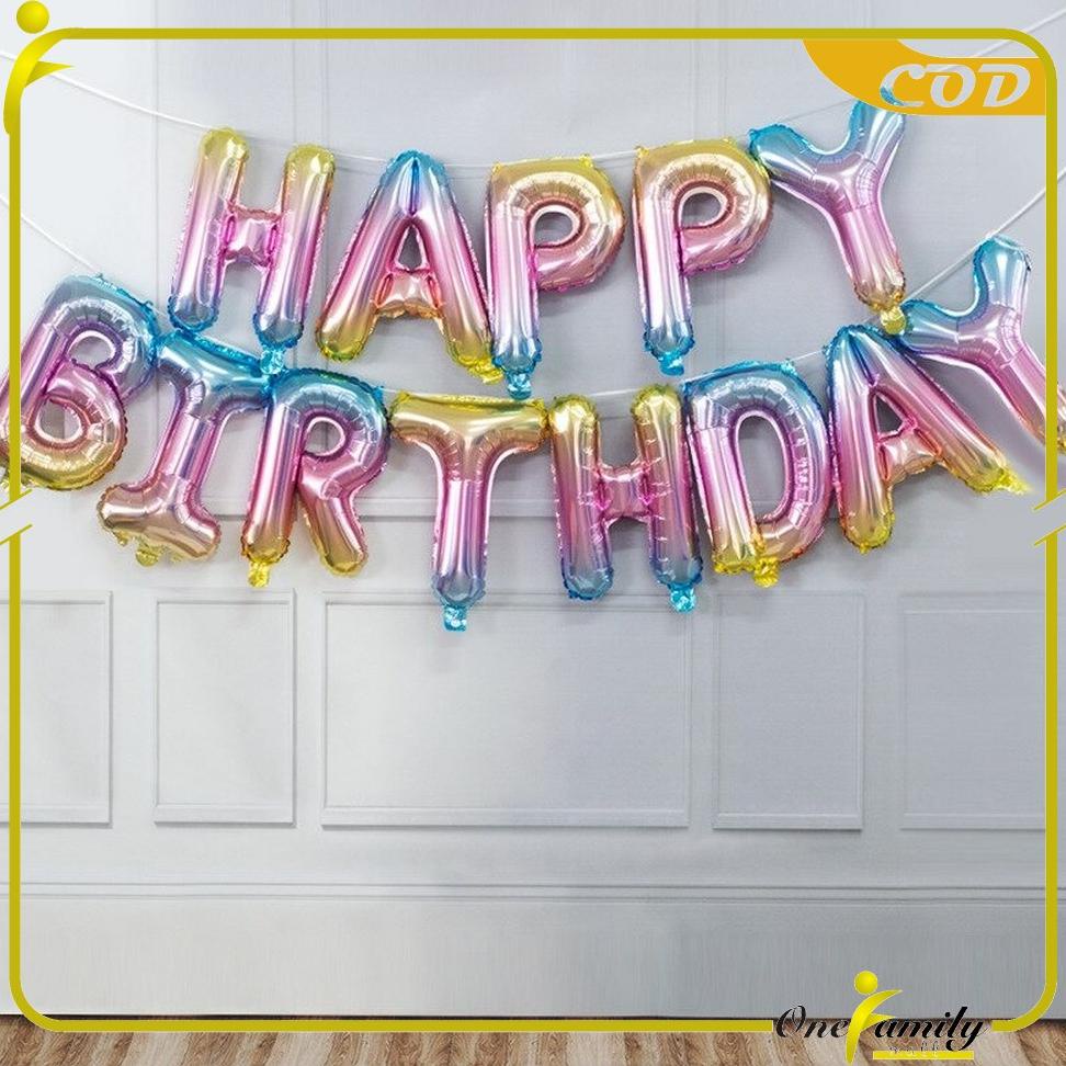 Jual ONE-C390 Ballon Foil Abjad Alphabet Polos Gradient A-Z Balon Foil ...