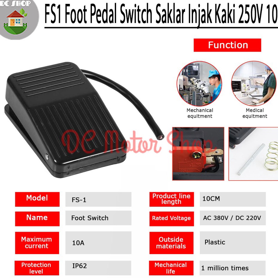 Jual Paling Laris!! FS-1 Foot Switch Pedal Kaki Footswitch AC 220V upto ...