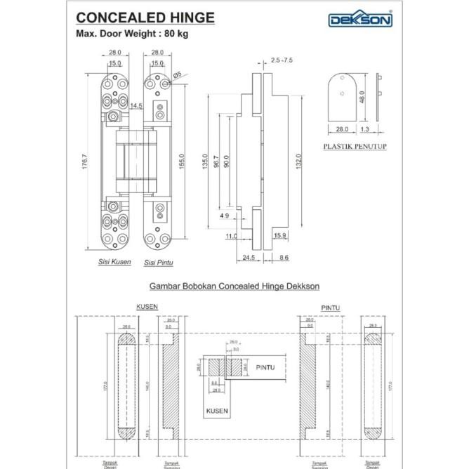 Jual Engsel Concealed Dekkson D80 Matt Black Invisible Hinge Dekson Bk ...