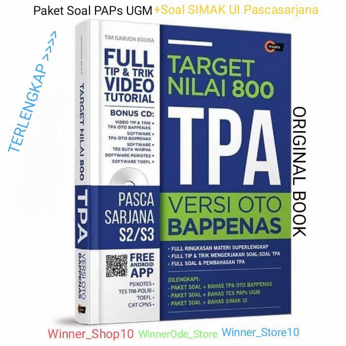 Jual BUKU TARGET SKOR 800 TPA BAPPENAS DAN PASCASARJANAPAPS UGM+SIMAK ...