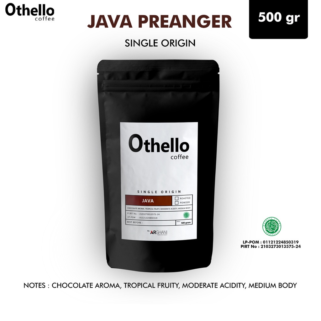 Jual Othello Coffee Arabica SIngle Origin Java Preanger 500Gram Biji ...