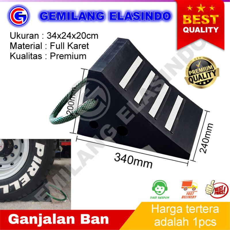 Jual Rubber Wheel Chock Hitam Uk. P.34cm x L.24cm x T.20cm | Ganjalan ...