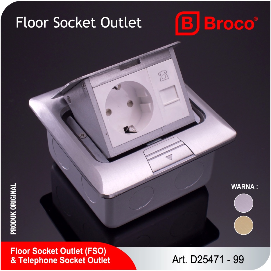 Jual Broco Electrical D25471 Floor Socket Outlet + RJ11 | Shopee Indonesia