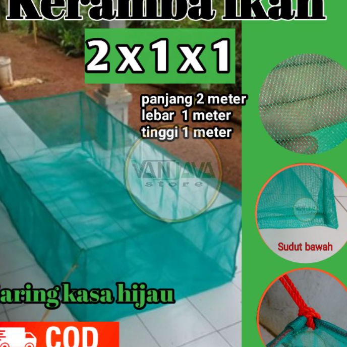 Jual COD Jaring kerambah ikan nila 2x1x1 keramba siap pakai jaring ...