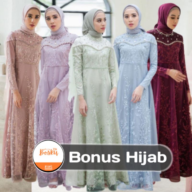 Jual (ADA JUMBO)Gamis Brukat Namira / Gamis Brukat Pesta / Gamis Brukat ...