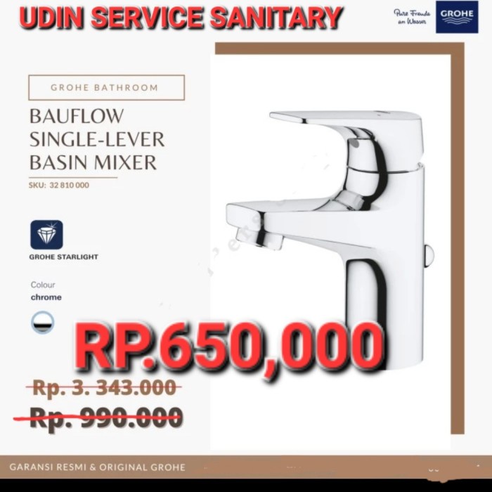 Jual Grohe 32810000 - Grohe Bauflow Single-Lever Basin Mixer 100 % ...