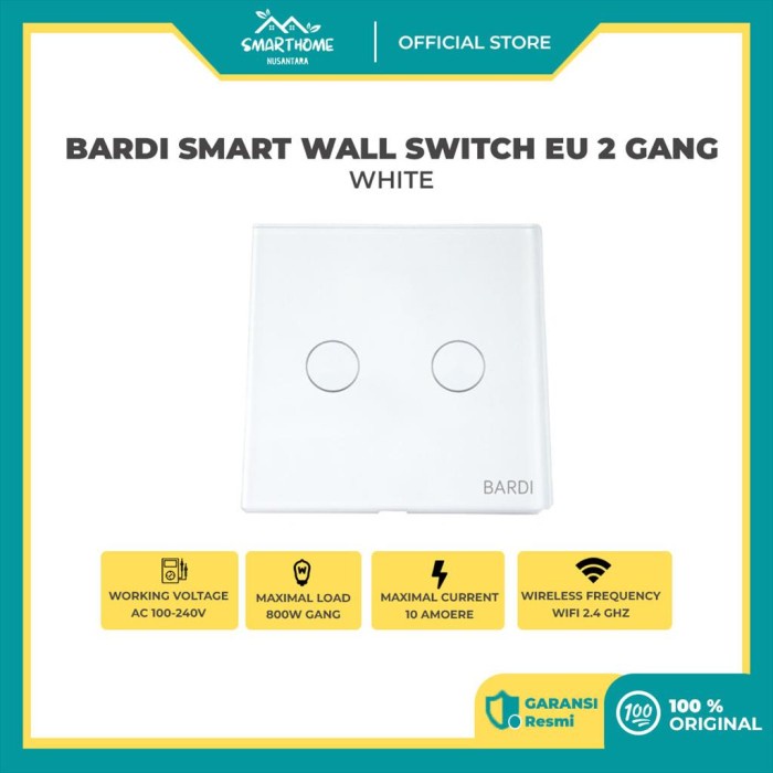 Jual BARDI Smart Wall Switch EU 2 Gang - White | Shopee Indonesia