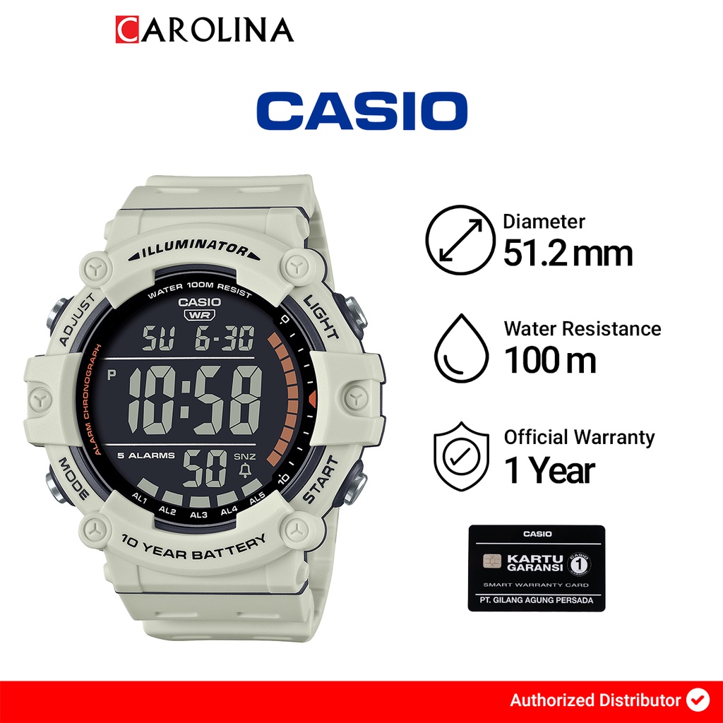 Jual Jam tangan Pria CASIO AE-1500WH-8B2 Digital Dial Pale Smoke White Resin Band | Shopee Indonesia