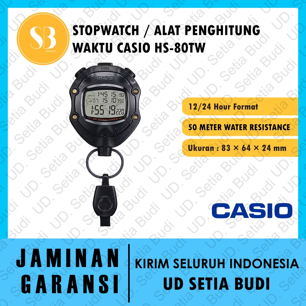 Jual Stopwatch Casio HS 80 TW / Alat Pengukur Waktu Casio HS-80TW | Shopee Indonesia
