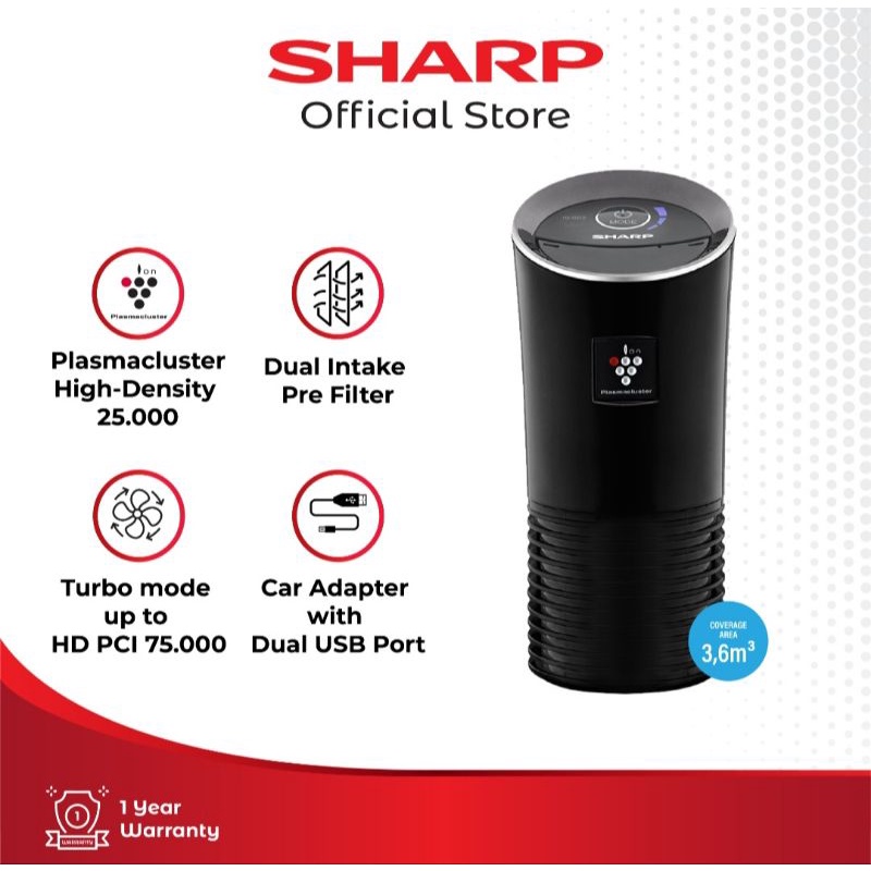 Jual SHARP IG-GC2Y-B Car Air Purifier Plasmacluster with Dual USB Port ...