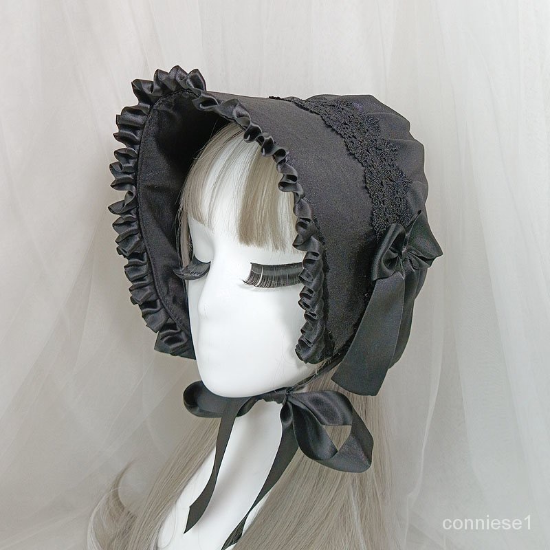 Jual Vintage Victorian Multilaye Lace Bonnet Hat Gothic Lolita Women ...