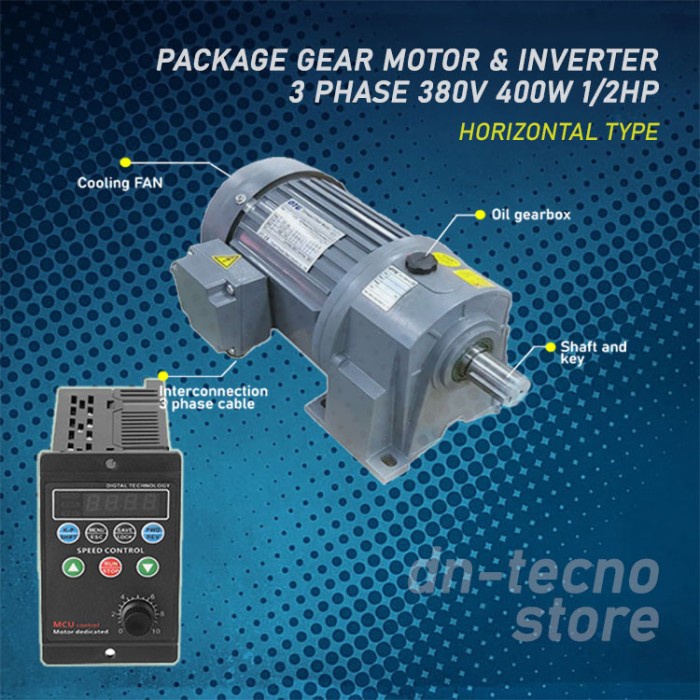 Jual Terlaris Ditor Paket Motor Induksi Gearbox 3 Phase 1/2 Hp (400Watt ...