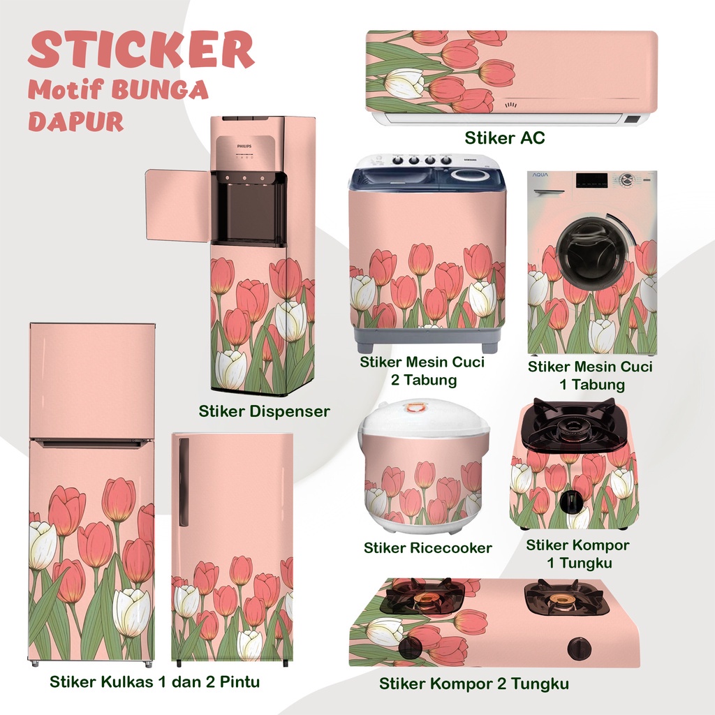 Jual Stiker kulkas kompor mesin cuci 1 2 pintu tabung mata Rice Cooker ...