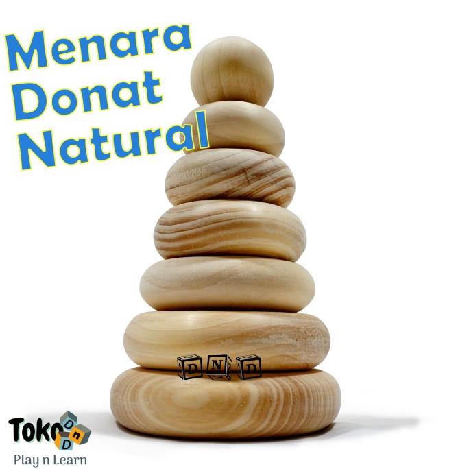 Jual Mainan Edukasi Anak Menara Donat Kayu Natural Donut Stacking Tower ...