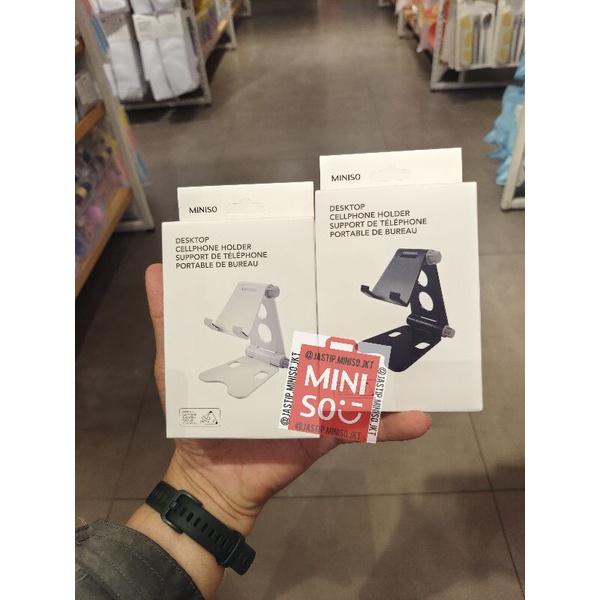 Jual MINISO 🆕 Simple Desktop Cell Phone Holder ( Black / White ...