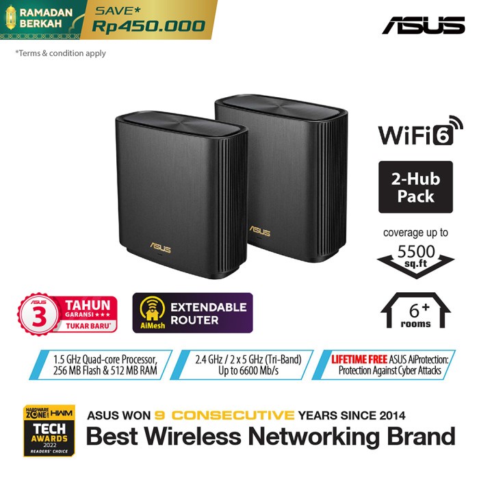 Jual ASUS ZenWiFi XT8 AX6600 Whole Home Tri Band Mesh WiFi 6 System ...