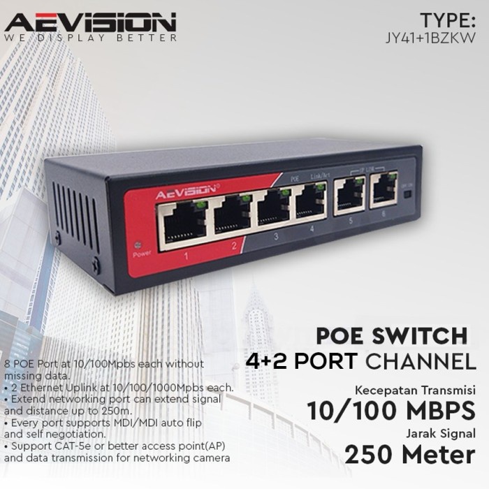 Jual Terlaris Poe Switch Hub Poe 4+2 Port / Poe Switch 4 Port Support ...